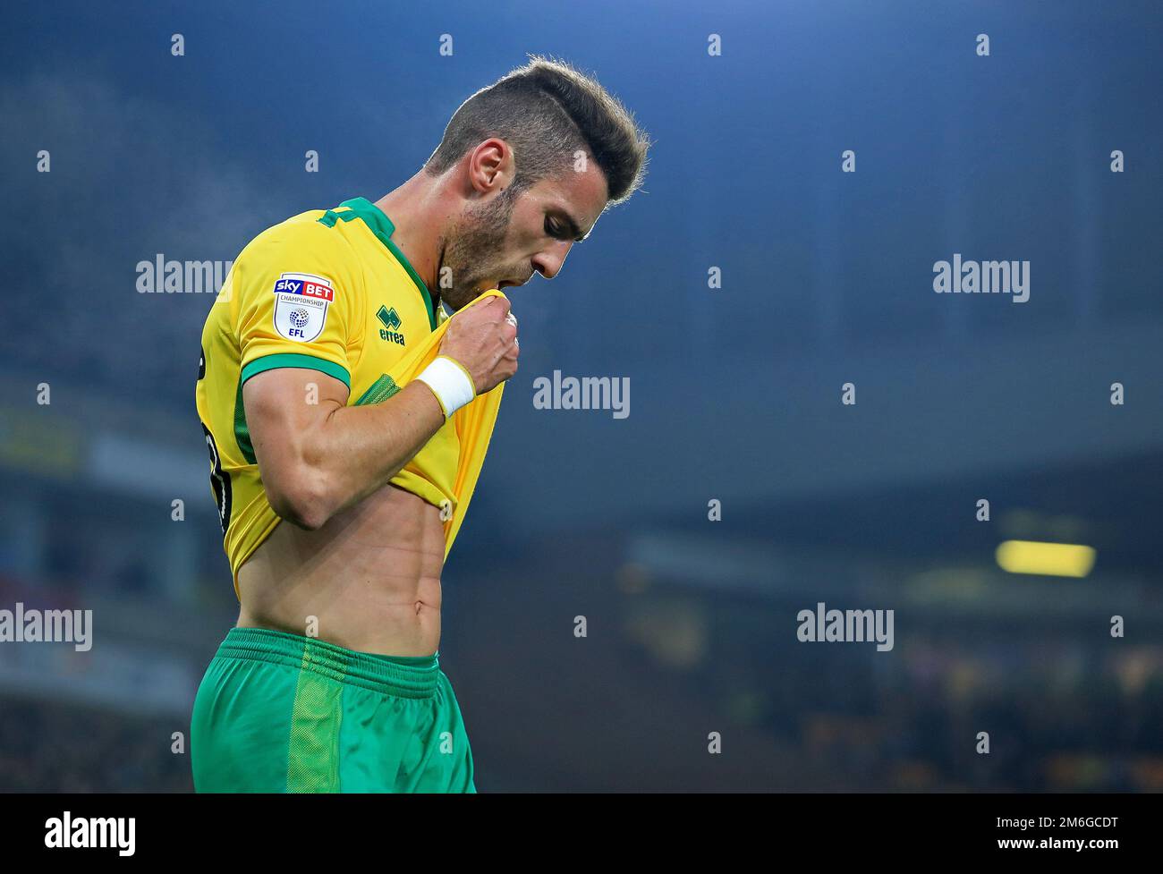 Ivo Pinto of Norwich City reacts to his yellow card - Norwich City v ...