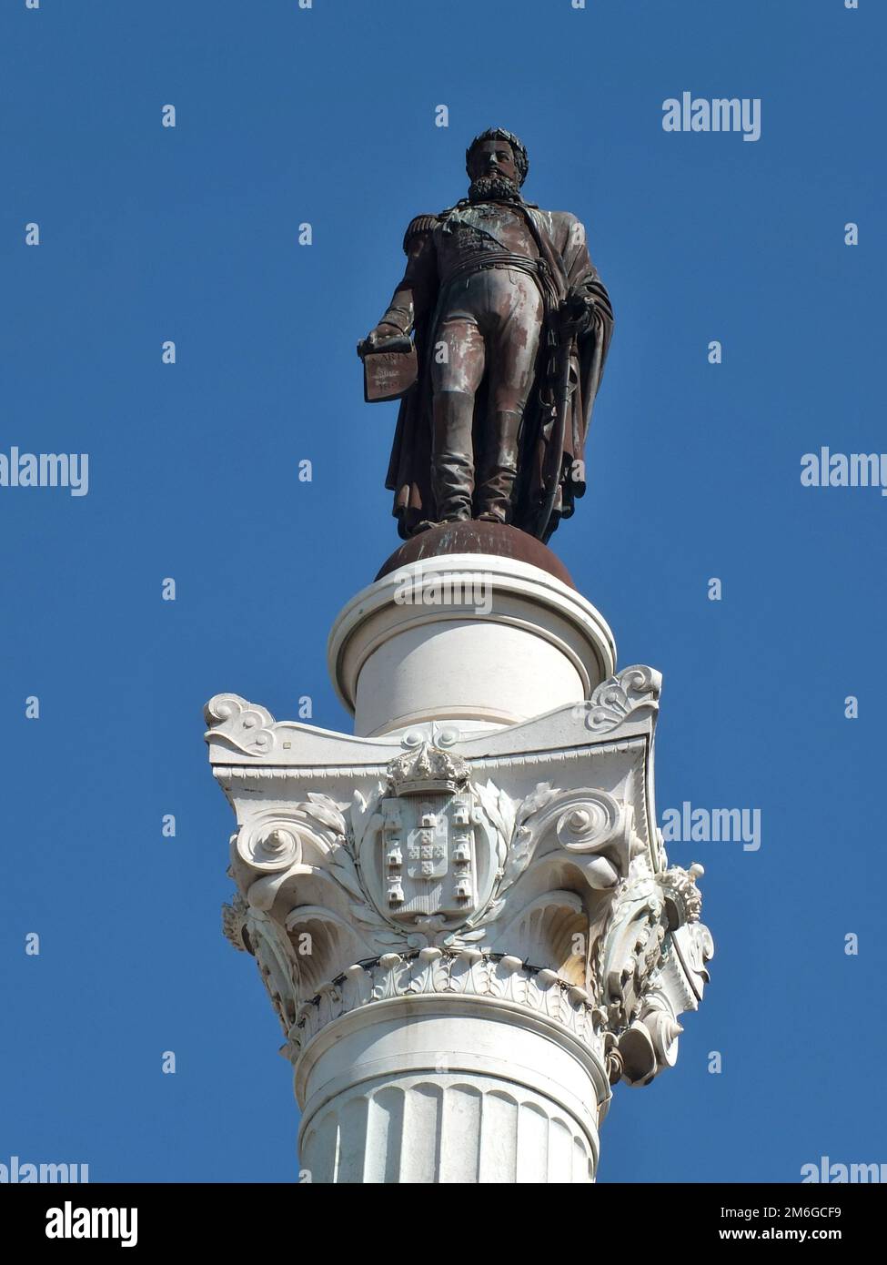 Statue and column of Pedro IV in Lisbon - Portugal Stock Photo - Alamy