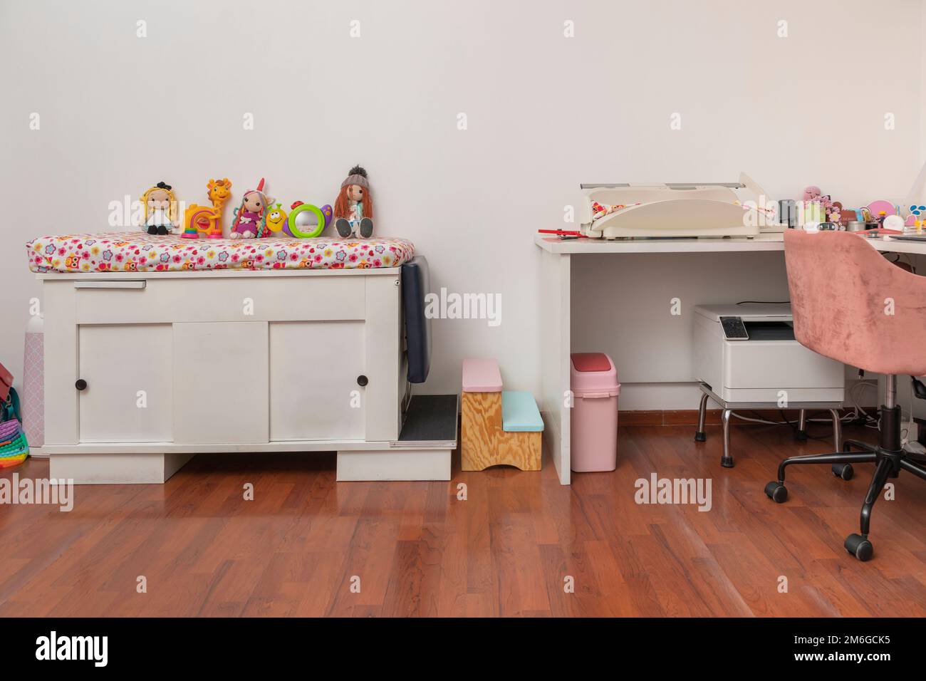 Stretcher with toys in a pediatric office, with a desk and a modern ...