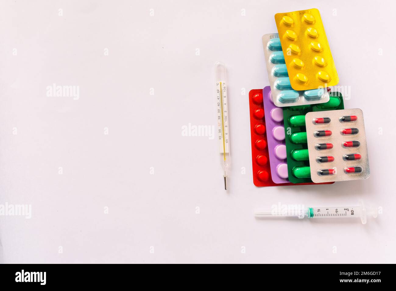 Various medical equipment, thermometer, ampoules, pipette, drugs ...