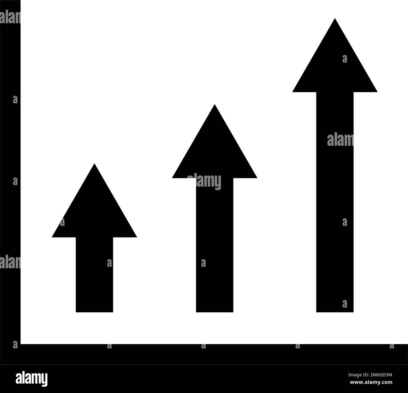 Bar graph icon in the shape of an ascending arrow. Editable vector ...