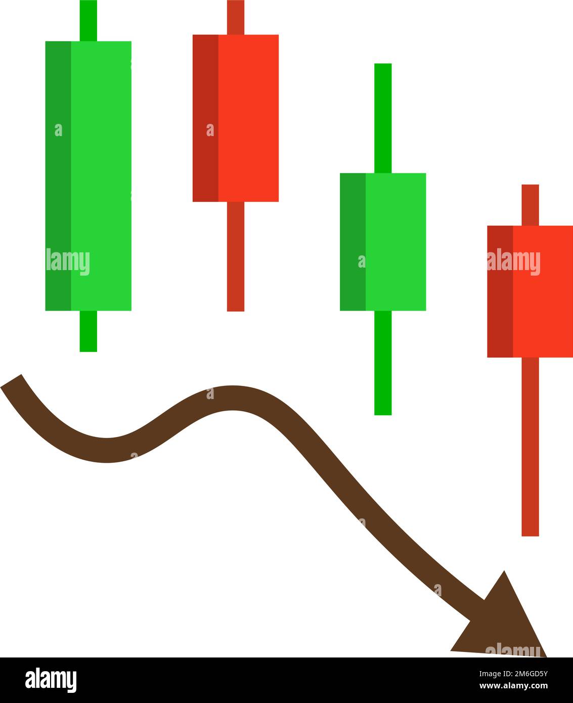 Candlestick chart icon of a downtrend. Declining stock and currency ...