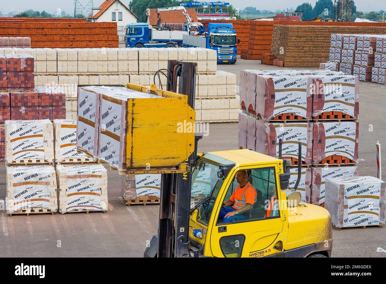 After packing manufactured bricks are stored at a brick factory Stock ...