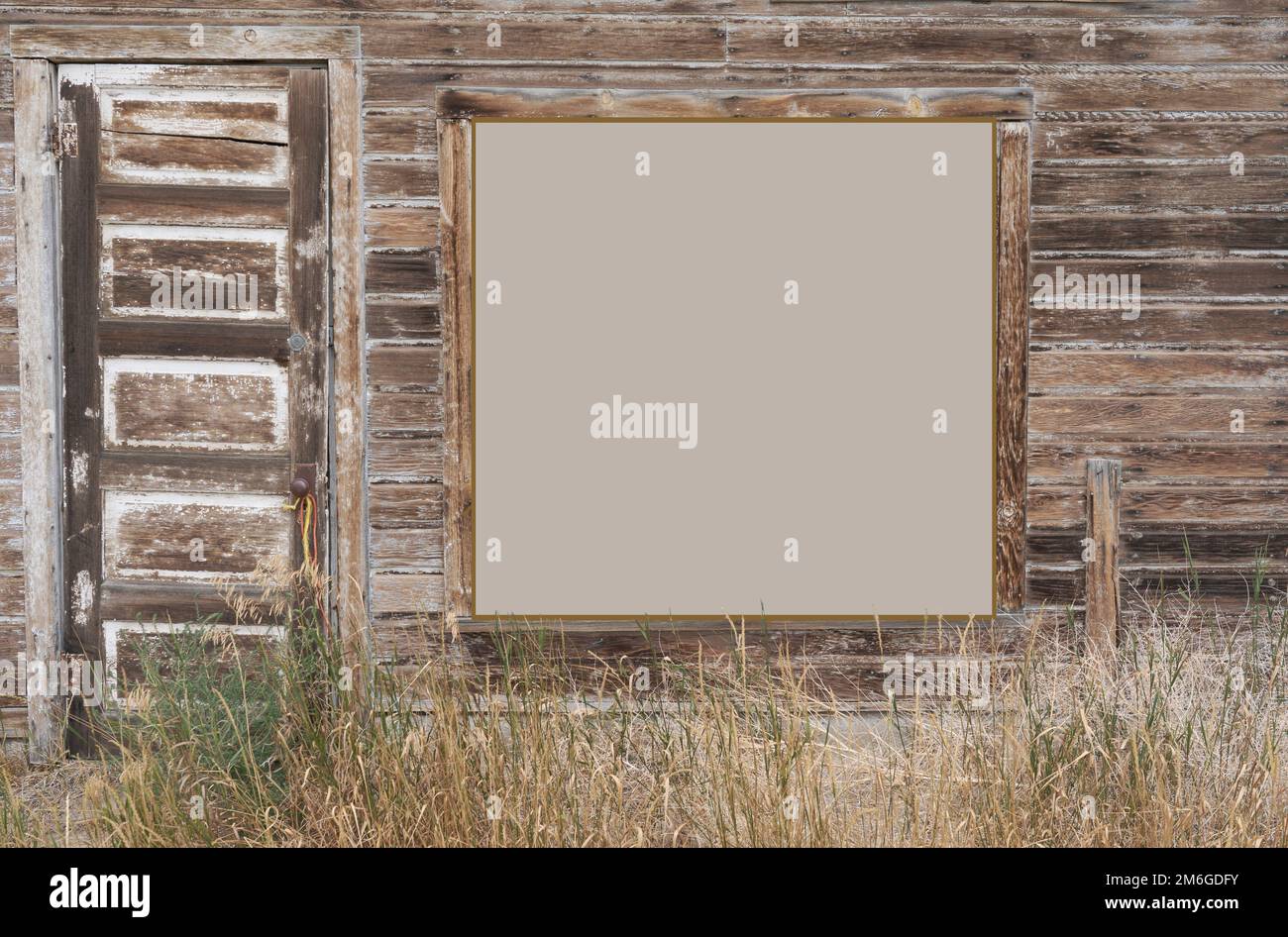 Old wood cabin materials surround an isolated text message board that ...