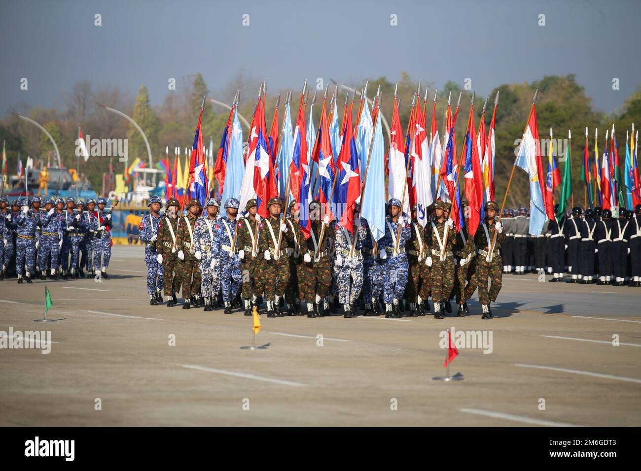 Nay Pyi Taw, Myanmar. 4th Jan, 2023. Soldiers attend a military parade ...