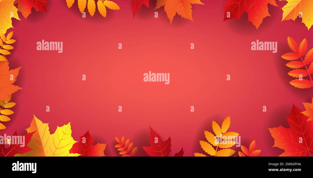 Autumn Poster With Lettering Text With Leaves Stock Photo - Alamy