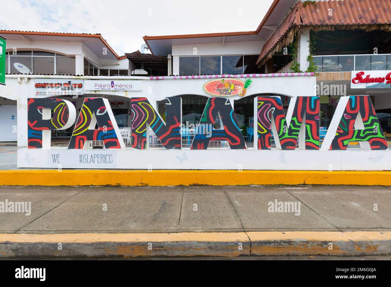 Panama city, Perico island welcome sign Stock Photo - Alamy