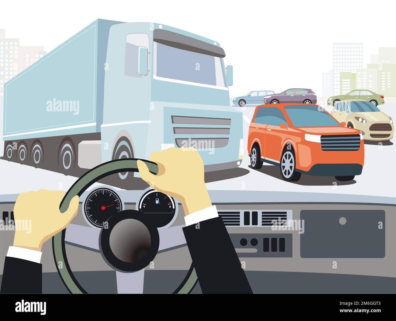Cars on the intersection, illustration Stock Photo - Alamy