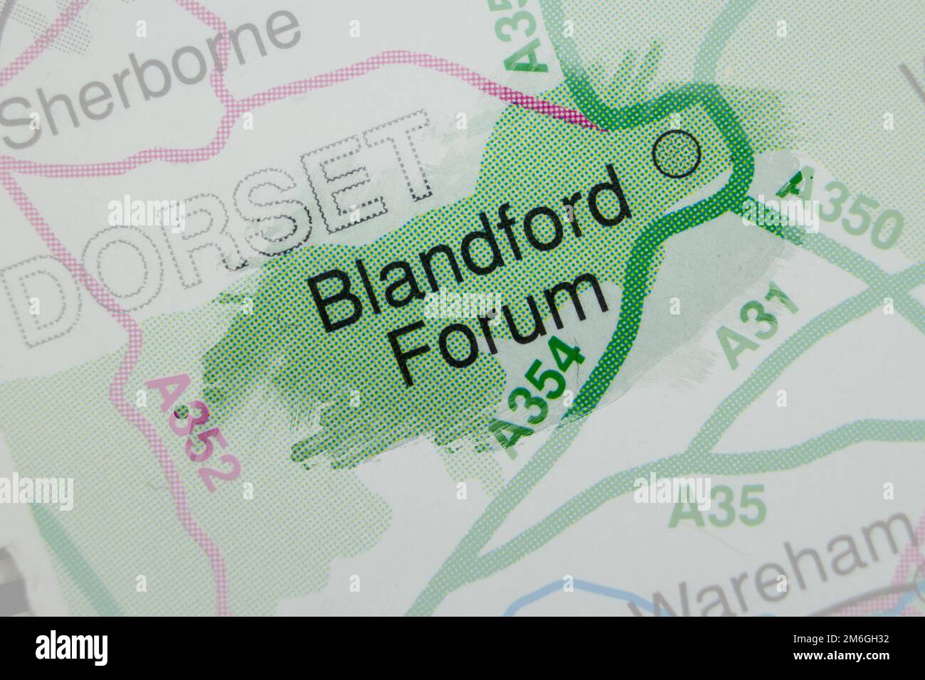 Blanford Forum, United Kingdom atlas map town name - paint Stock Photo ...