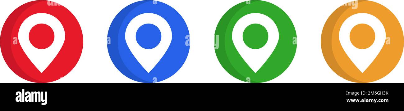 Modern round map pin icon set. gps and location. Editable vector Stock ...