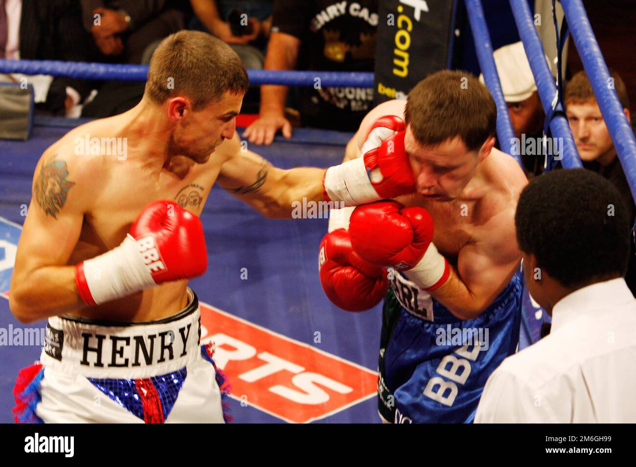 Boxers fight during the undercard of Ian Napa of England versus Carmelo ...