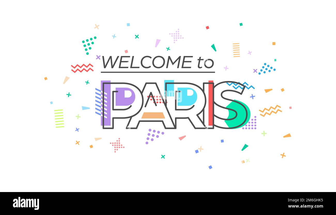 Welcome to Paris. Vector lettering for greetings, postcards, posters ...