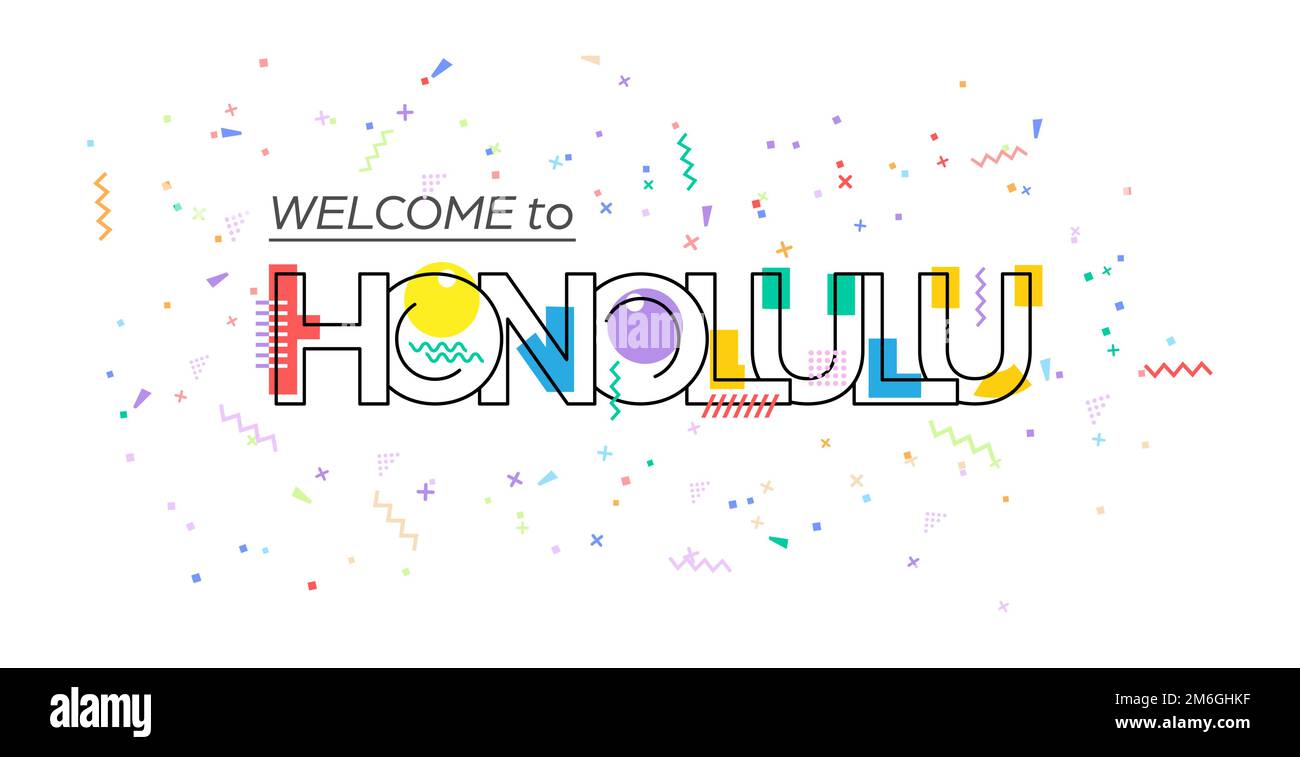 Welcome to Honolulu. Vector lettering for greetings, postcards, posters ...