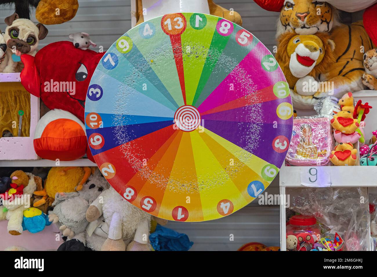 Colourful Spinning Wheel of Fortune Spinner Target Game at Fun Fair ...