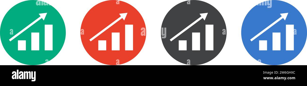 Round bar chart icon set. Business growth and stock price increase ...