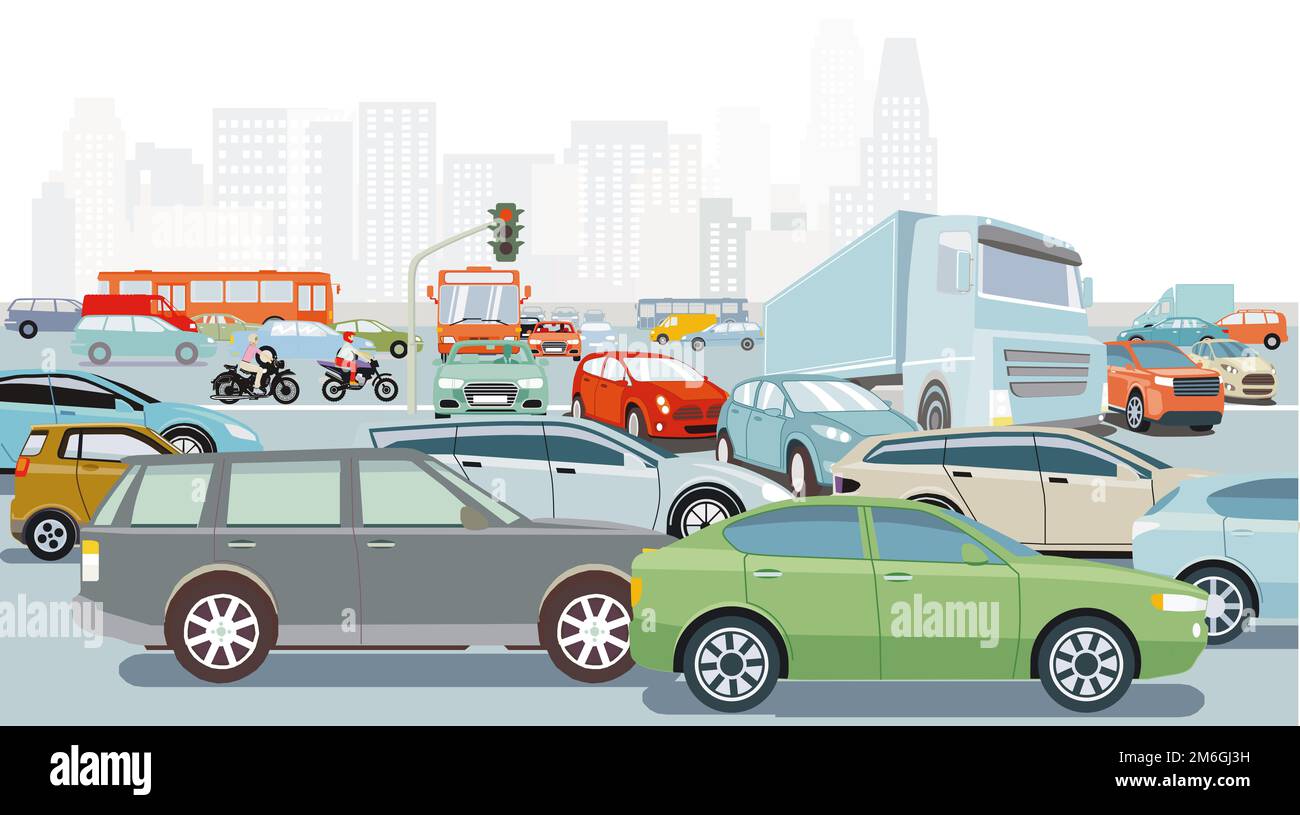 Cars on the intersection, illustration Stock Photo - Alamy