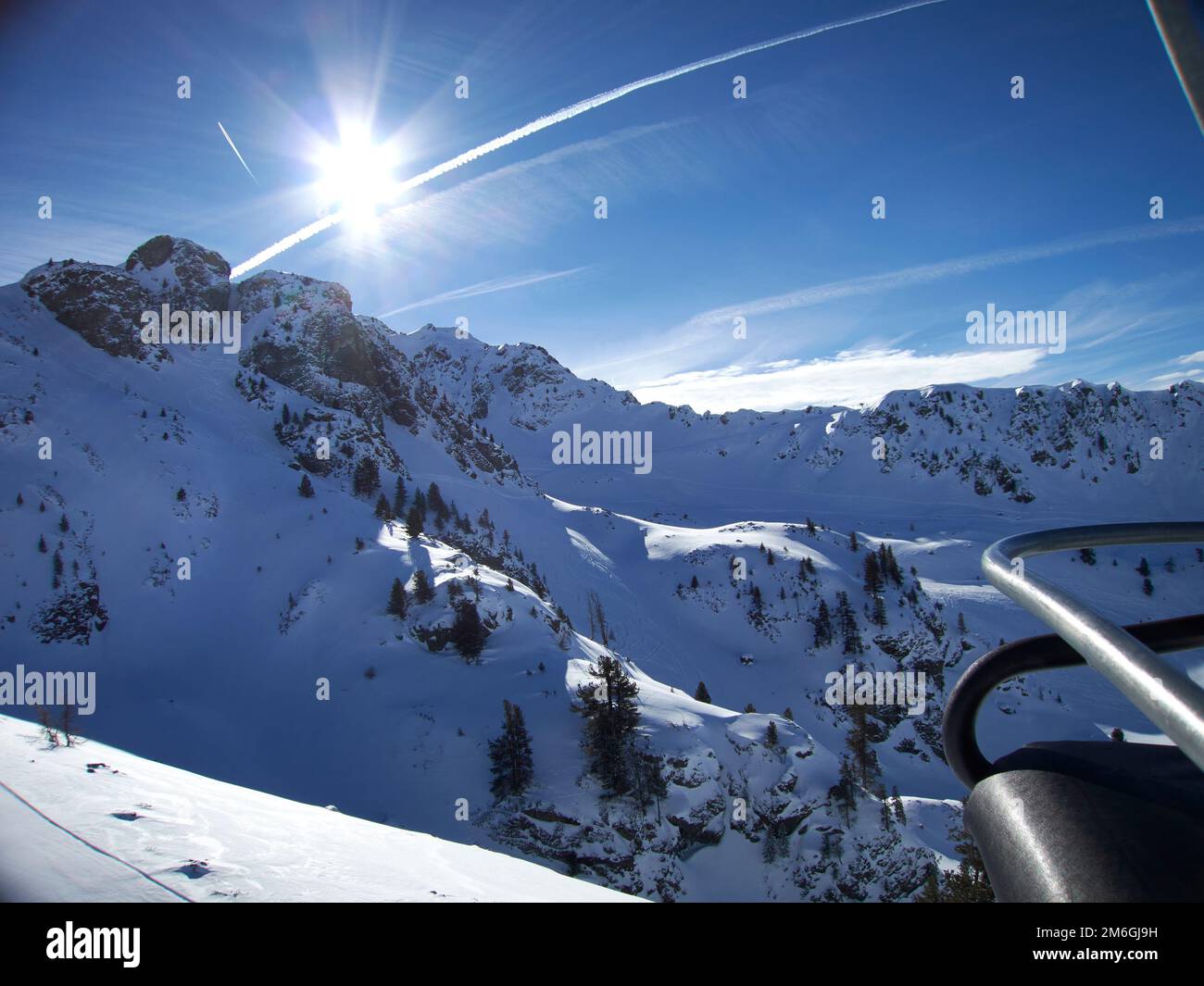 A view from the skit chairlift riding from Sauze d'Oulx to Mont Genevre ...