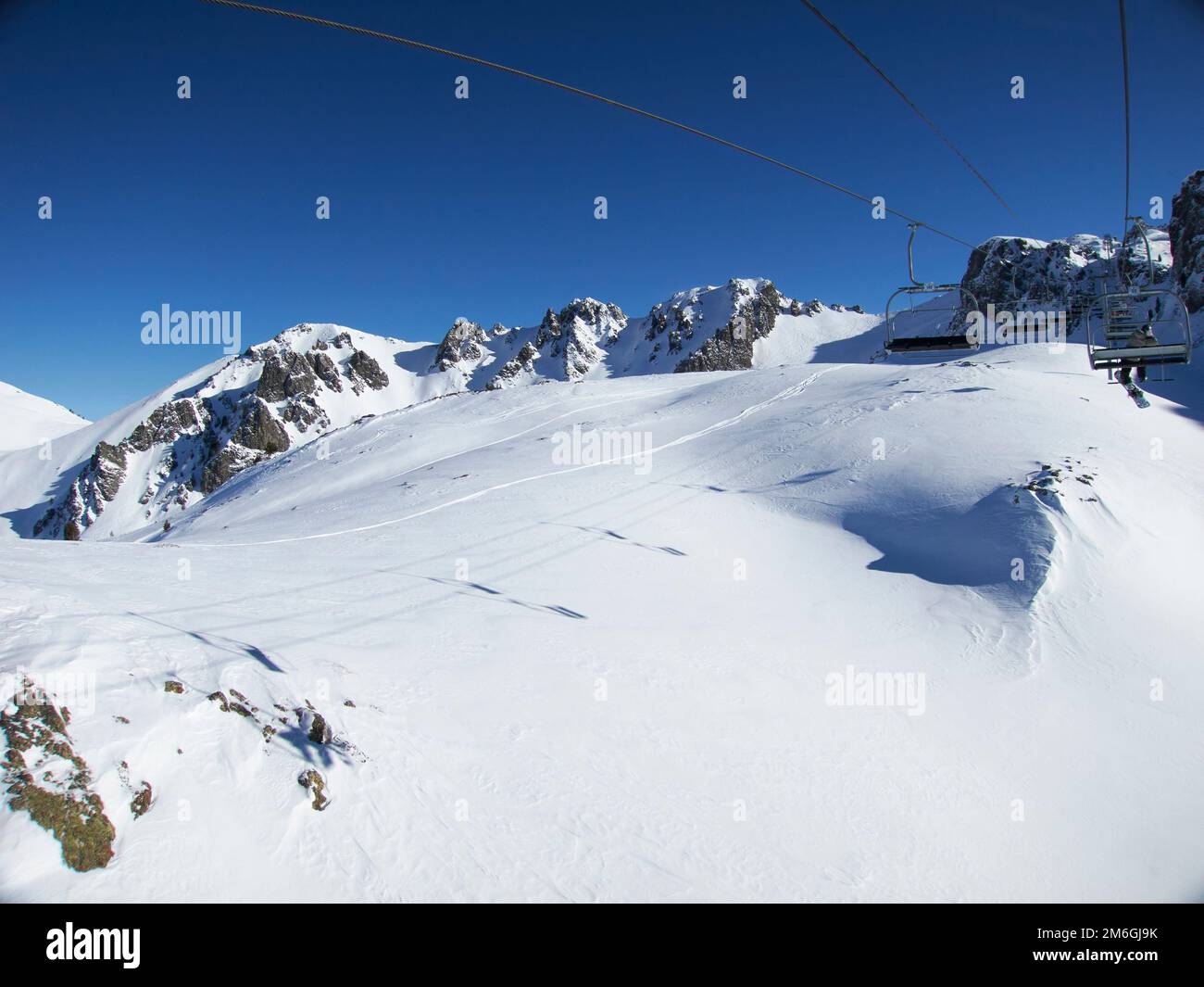 A view from the skit chairlift riding from Sauze d'Oulx to Mont Genevre ...