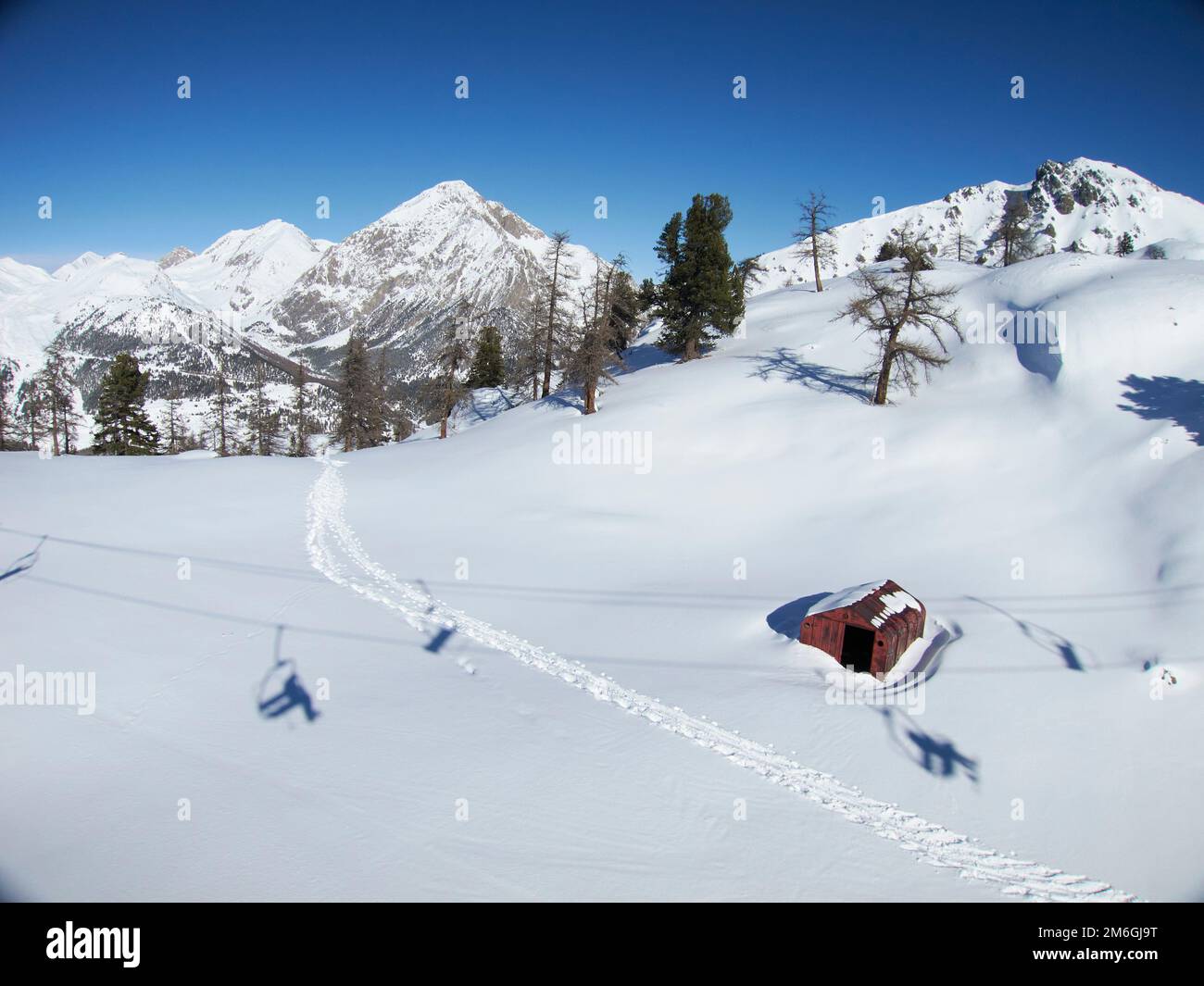 A view from the skit chairlift riding from Sauze d'Oulx to Mont Genevre ...