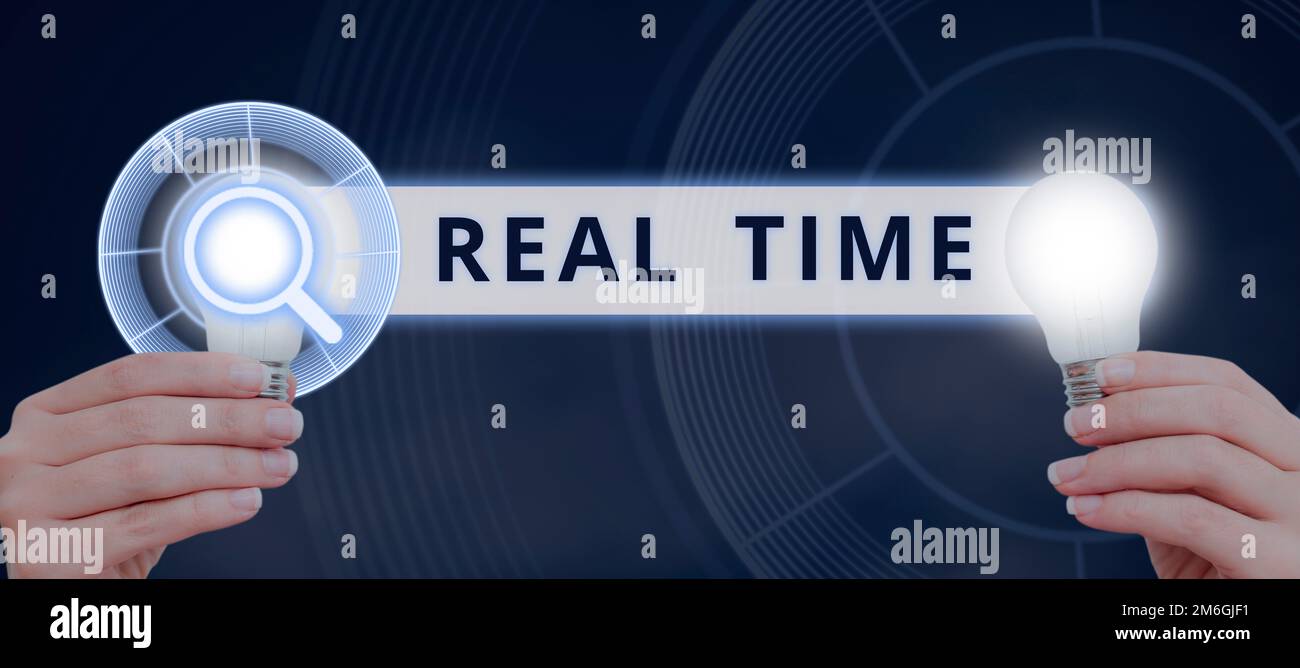 Conceptual caption Real Time. Conceptual photo the actual time during ...