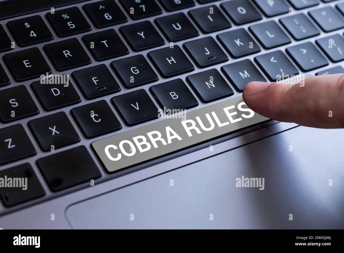 Hand writing sign Cobra Rules. Business idea gives workers who lose ...