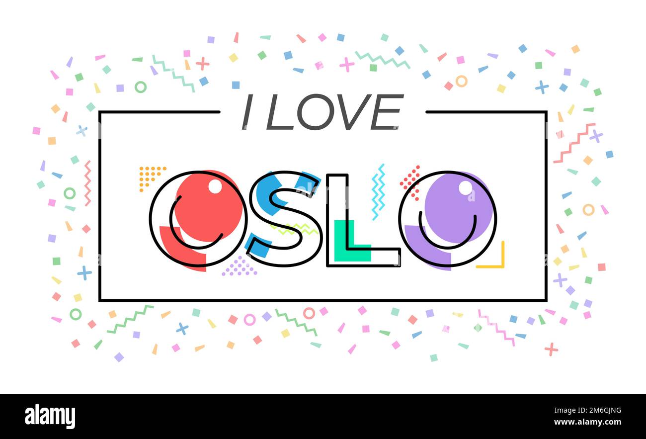 I love Oslo. Vector lettering for postcards, posters, posters and ...