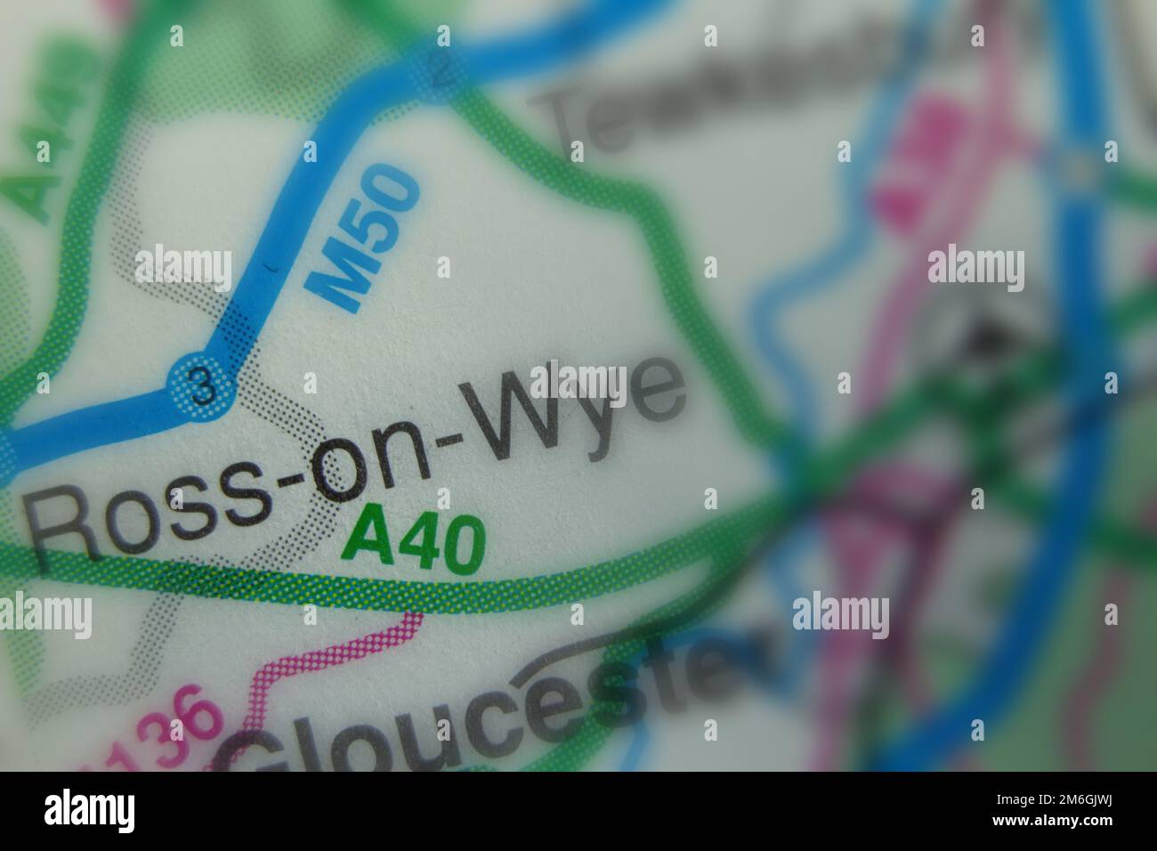 Ross-on-Wye, United Kingdom atlas map town name Stock Photo - Alamy