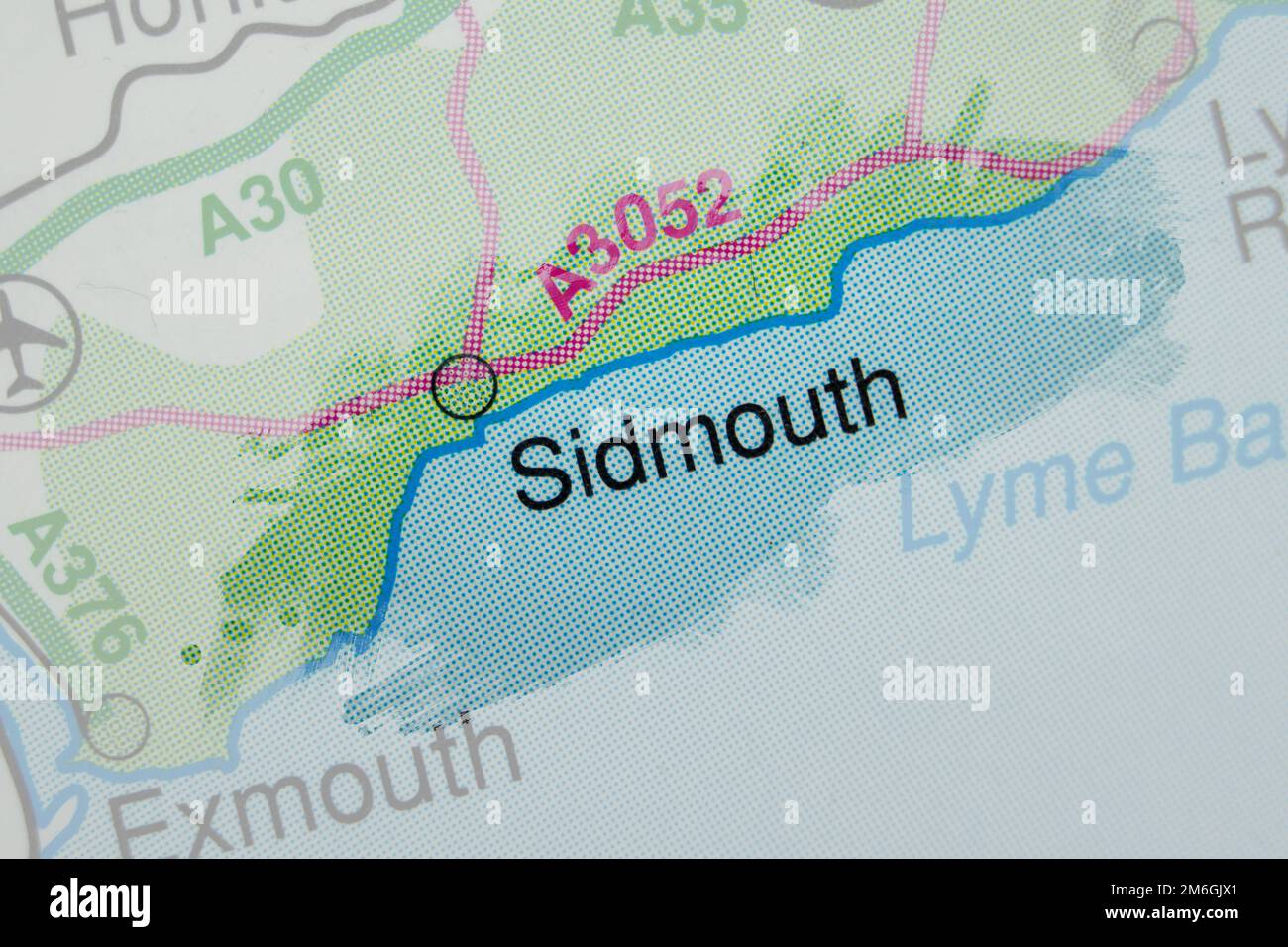 Sidmouth, United Kingdom atlas map town name - paint Stock Photo - Alamy