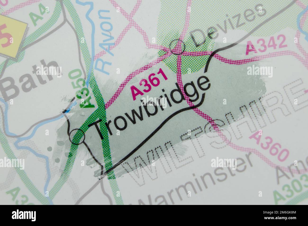 Trowbridge, United Kingdom atlas map town name - paint Stock Photo - Alamy