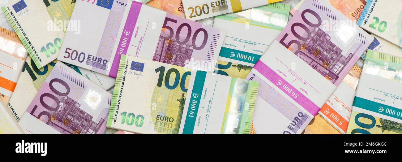Money bundle with euro banknotes Stock Photo - Alamy