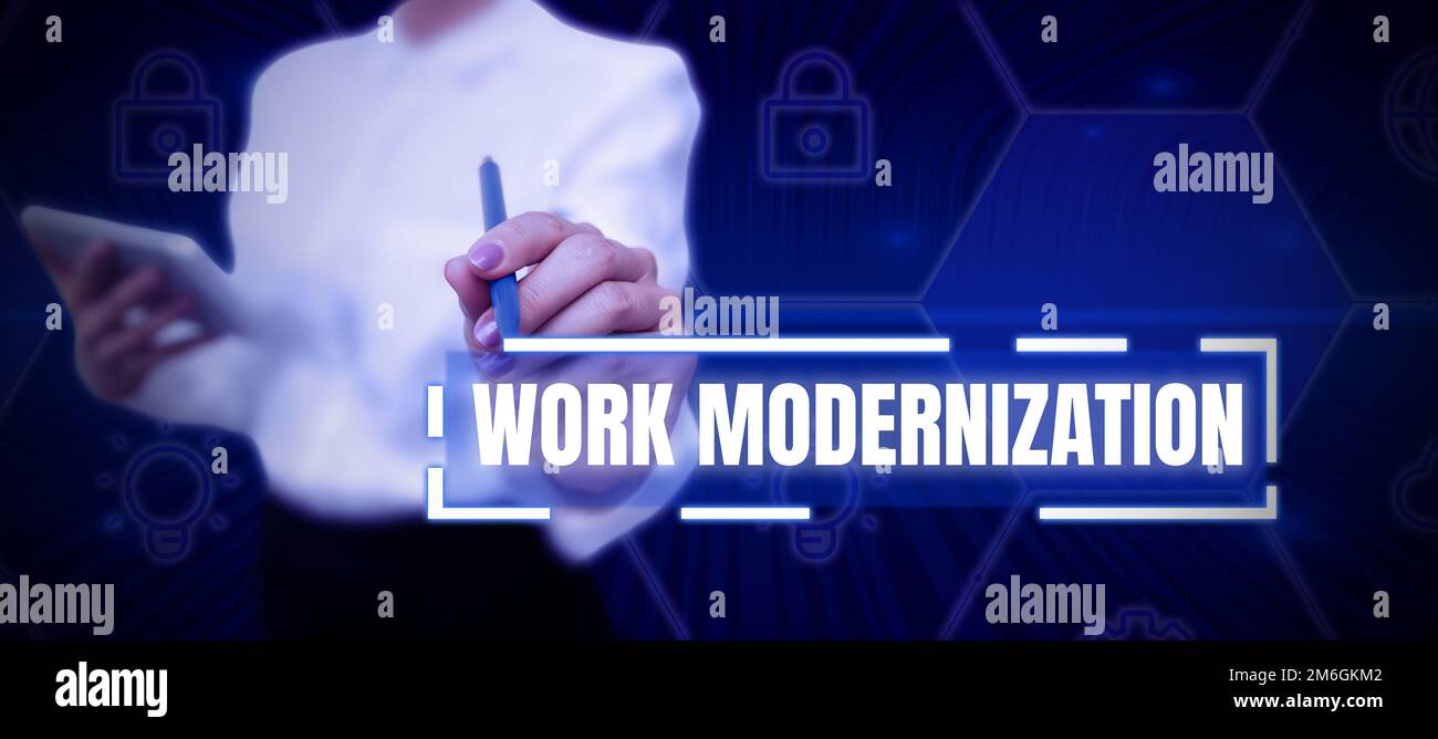 Text showing inspiration Work Modernization. Internet Concept changing ... Text showing inspiration Work Modernization. Internet Concept changing ...