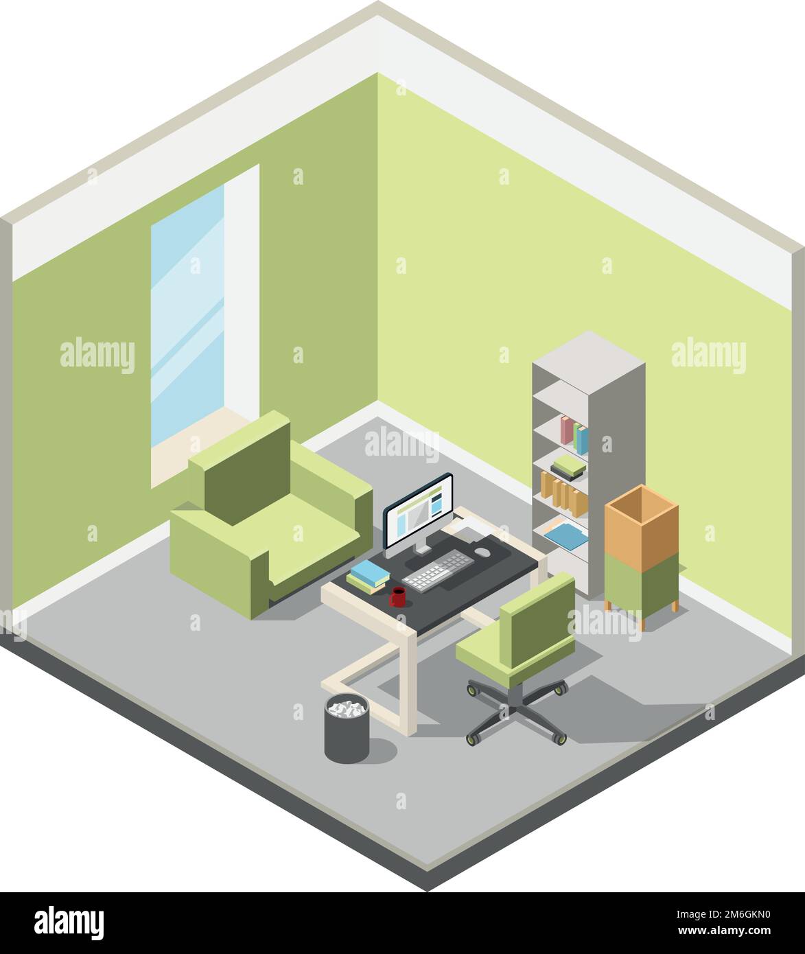 Office isometric interior. Business manager room with furniture Stock ...