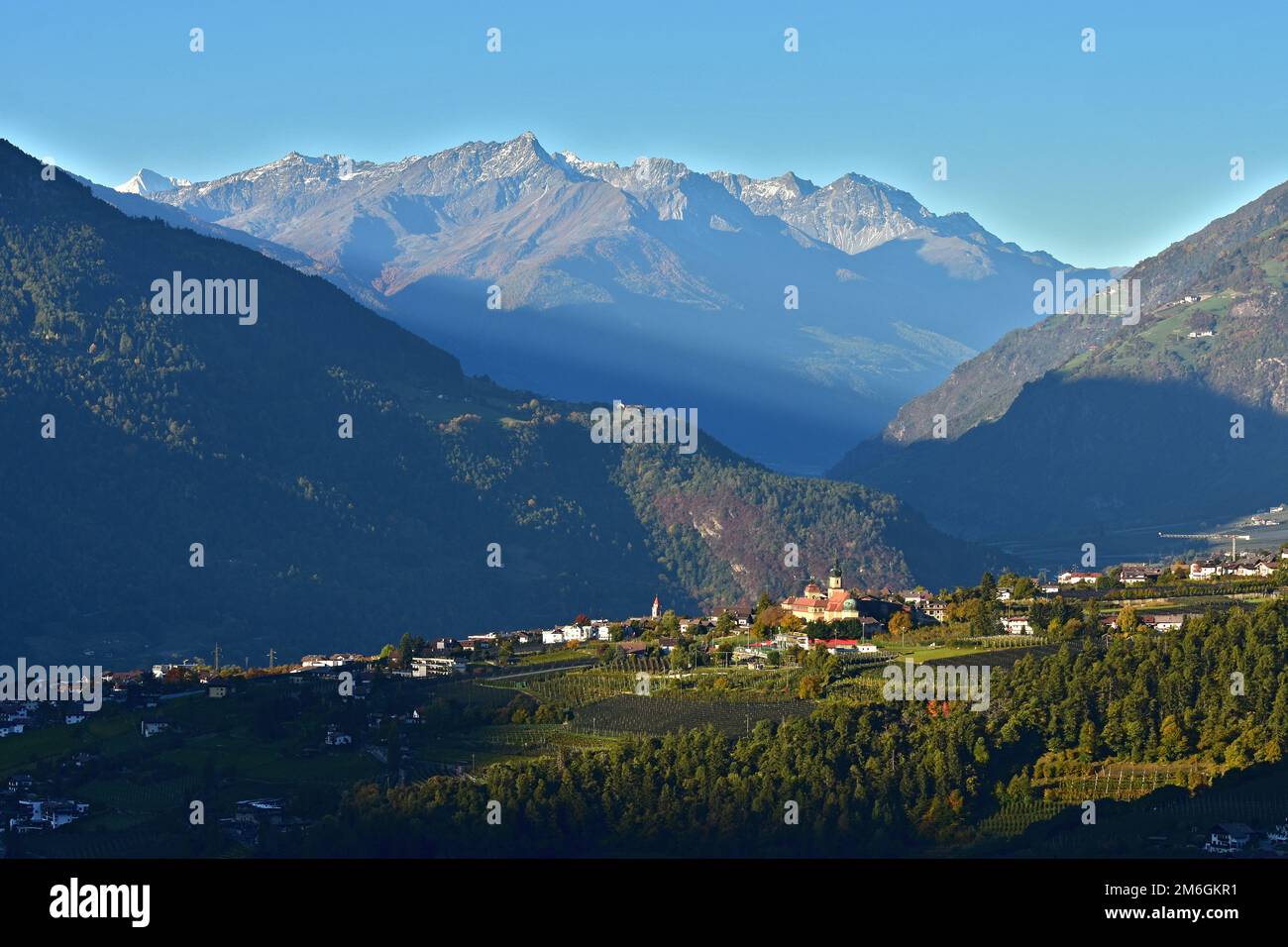 South Tyrol near Meran-Schenna, view over the village Tyrol to the ...