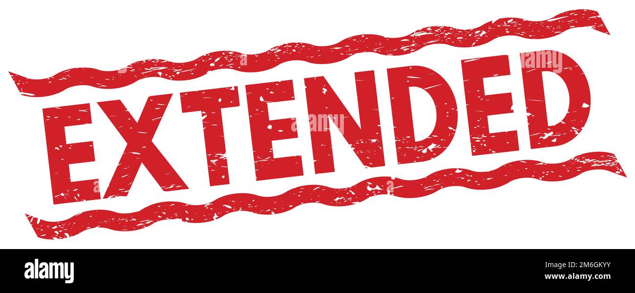 EXTENDED text written on red lines stamp sign Stock Photo - Alamy