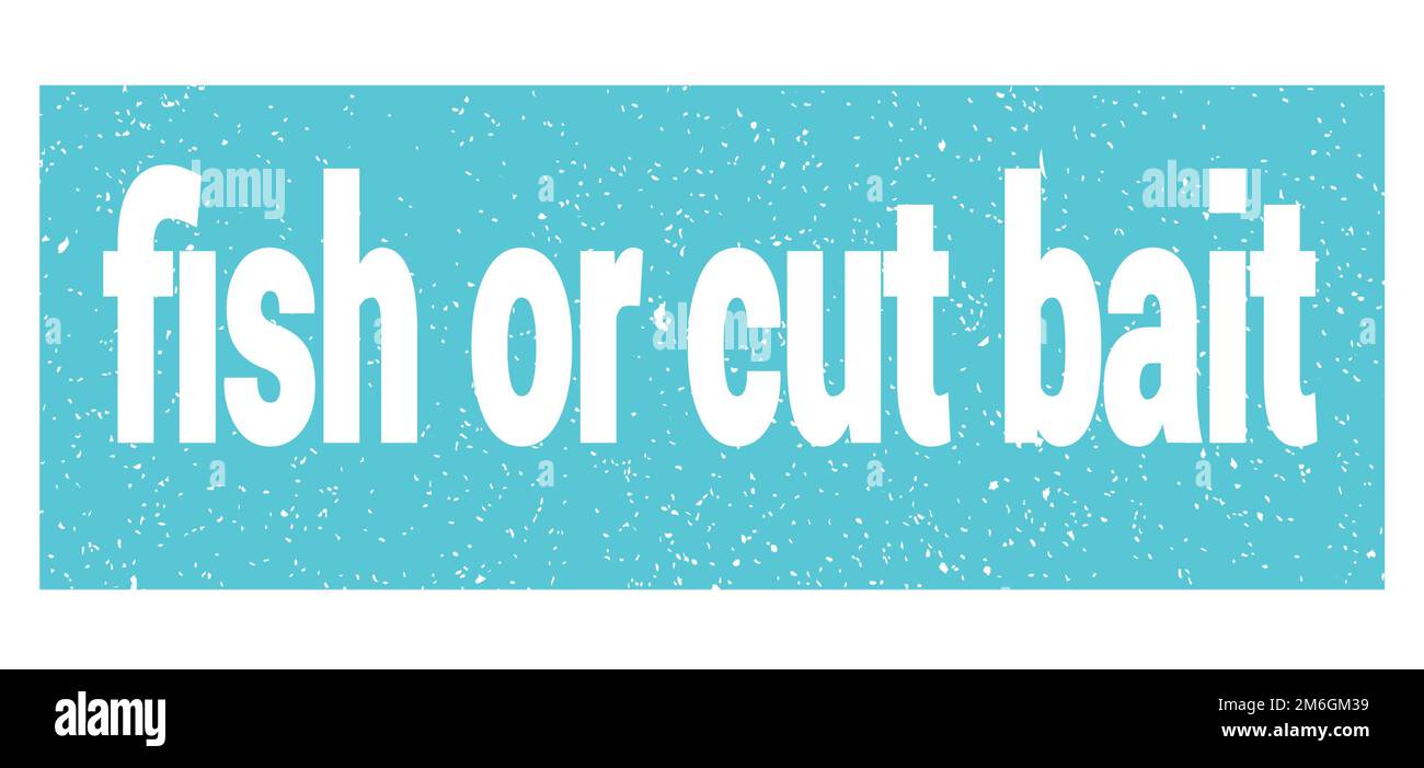 fish or cut bait text written on blue grungy stamp sign Stock Photo - Alamy