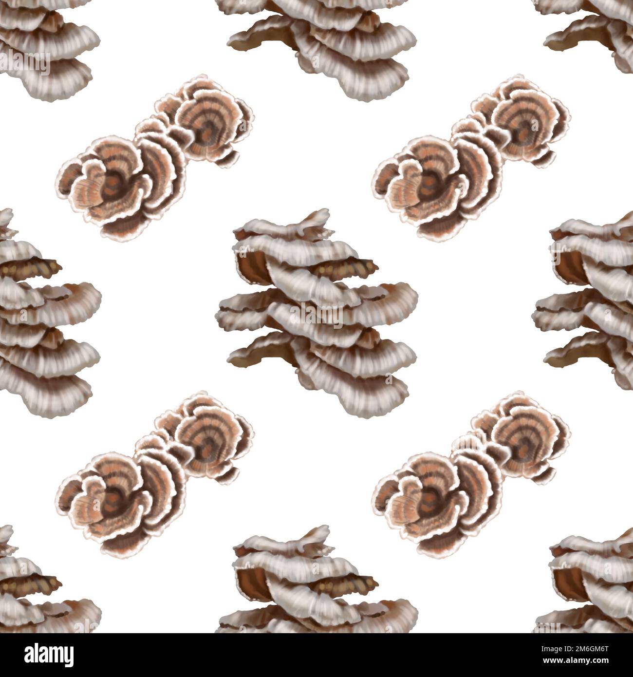 Seamless pattern. Watercolor realistic mushrooms. Mushrooms growing on ...