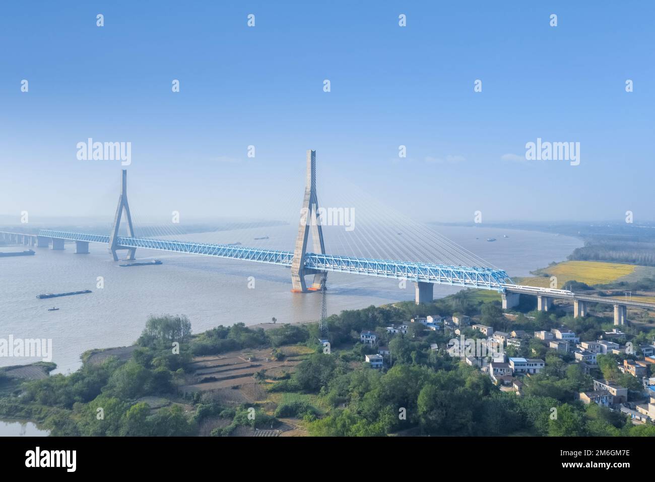 Modern railway bridge landscape Stock Photo - Alamy