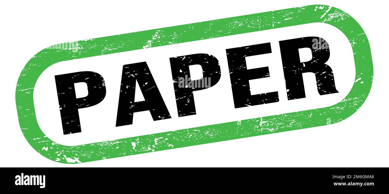 PAPER, text on green-black rectangle stamp sign Stock Photo - Alamy
