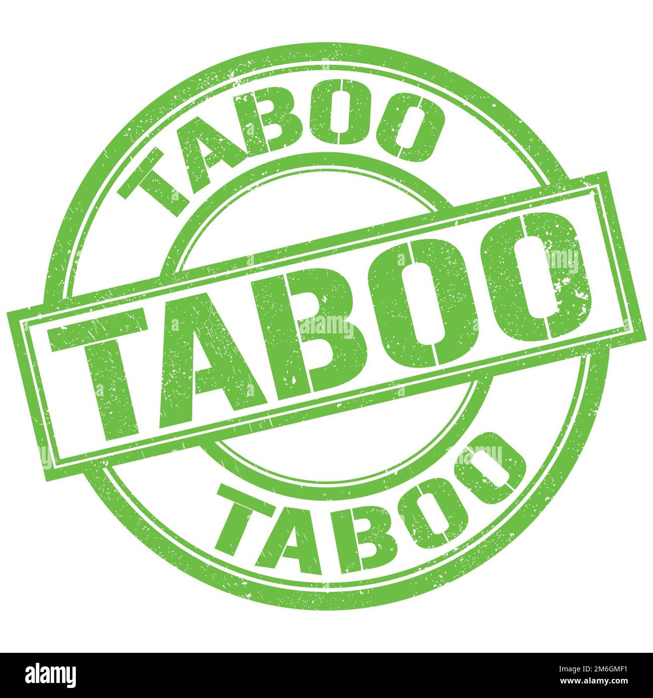 TABOO text written on green round stamp sign Stock Photo - Alamy