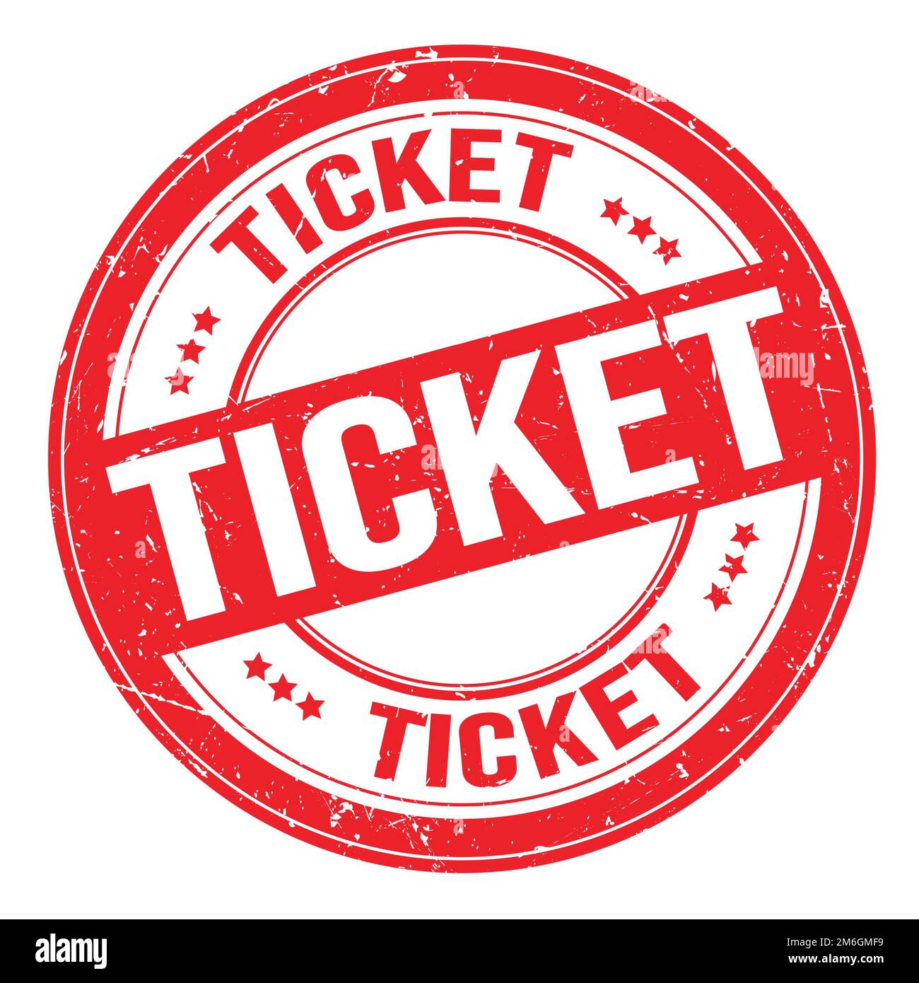 TICKET text written on red round grungy stamp sign Stock Photo - Alamy