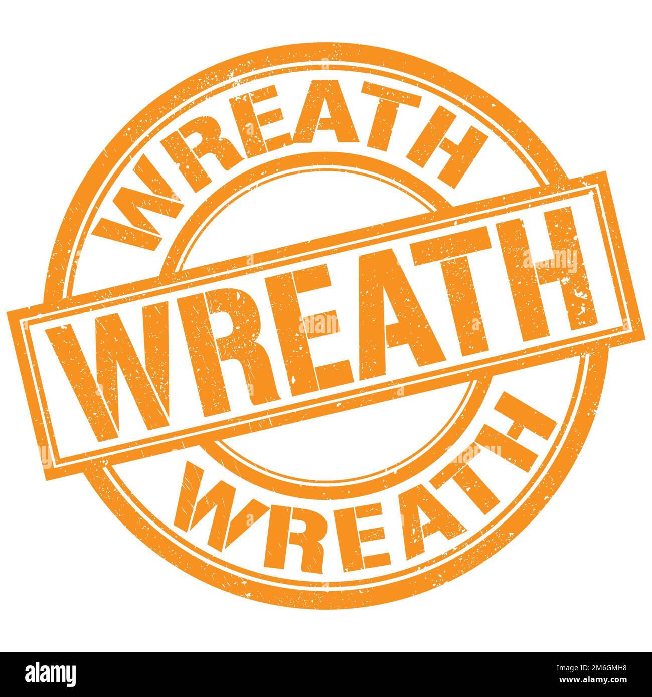 WREATH text written on orange round stamp sign Stock Photo - Alamy