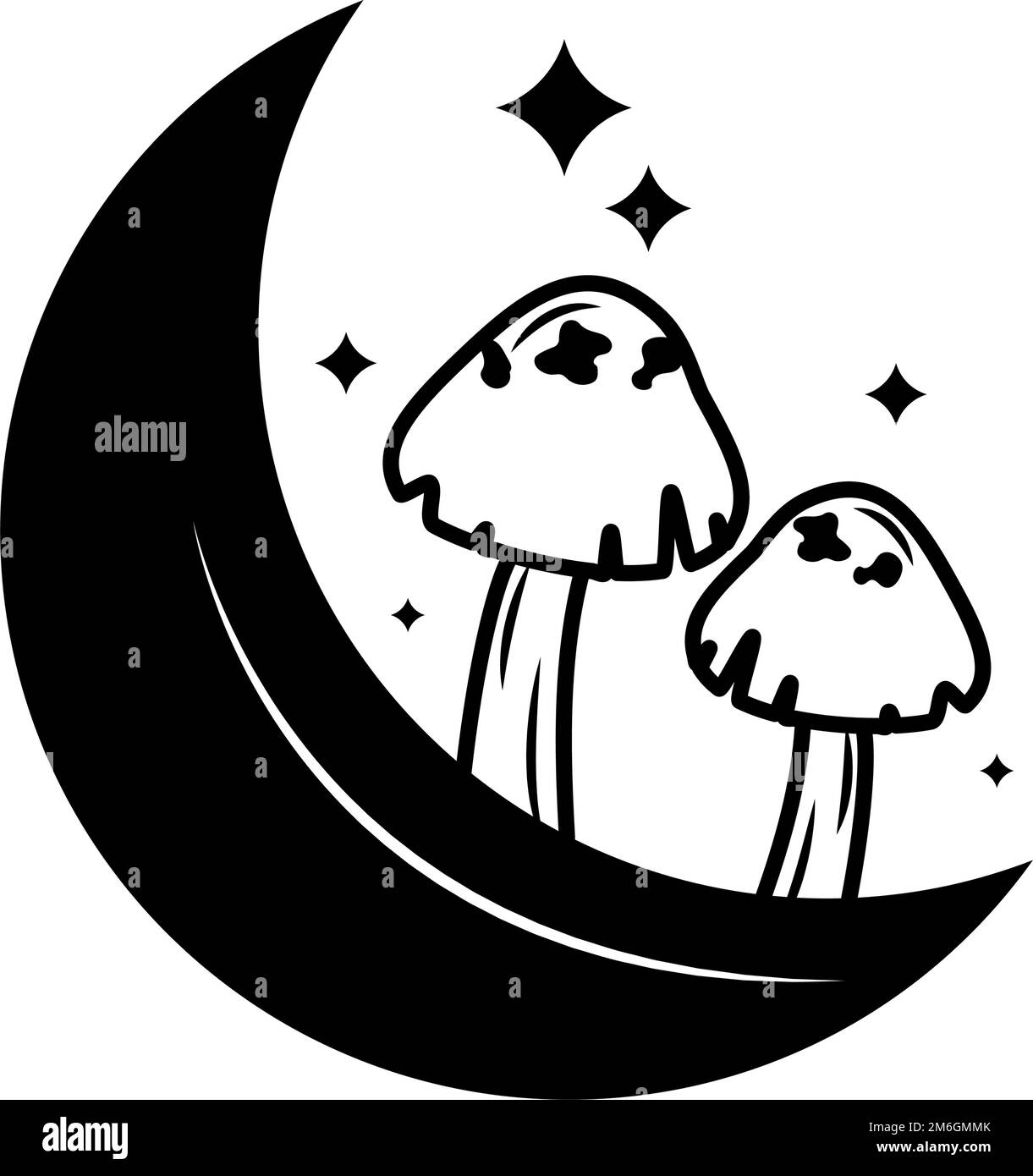 moon with mushrooms Stock Vector Image & Art - Alamy