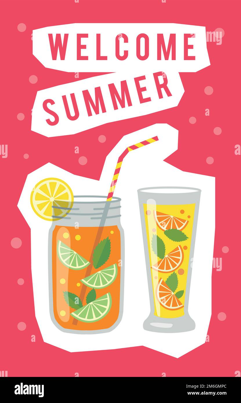 Welcome summer poster. Vertical bright banner template Stock Vector ...