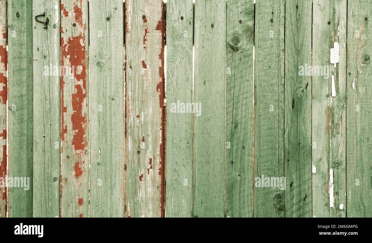 Green Faded Wooden Fence. Old Weathered Wood Planks. Rustic Aged ...