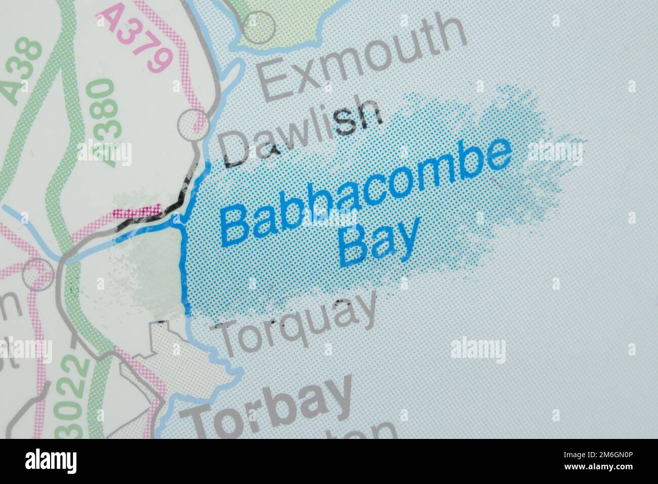 Babbacombe Bay, United Kingdom atlas map town name - paint Stock Photo ...