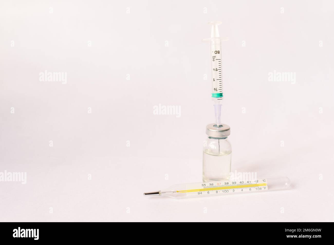 Various medical equipment, thermometer, ampoules, pipette, drugs ...