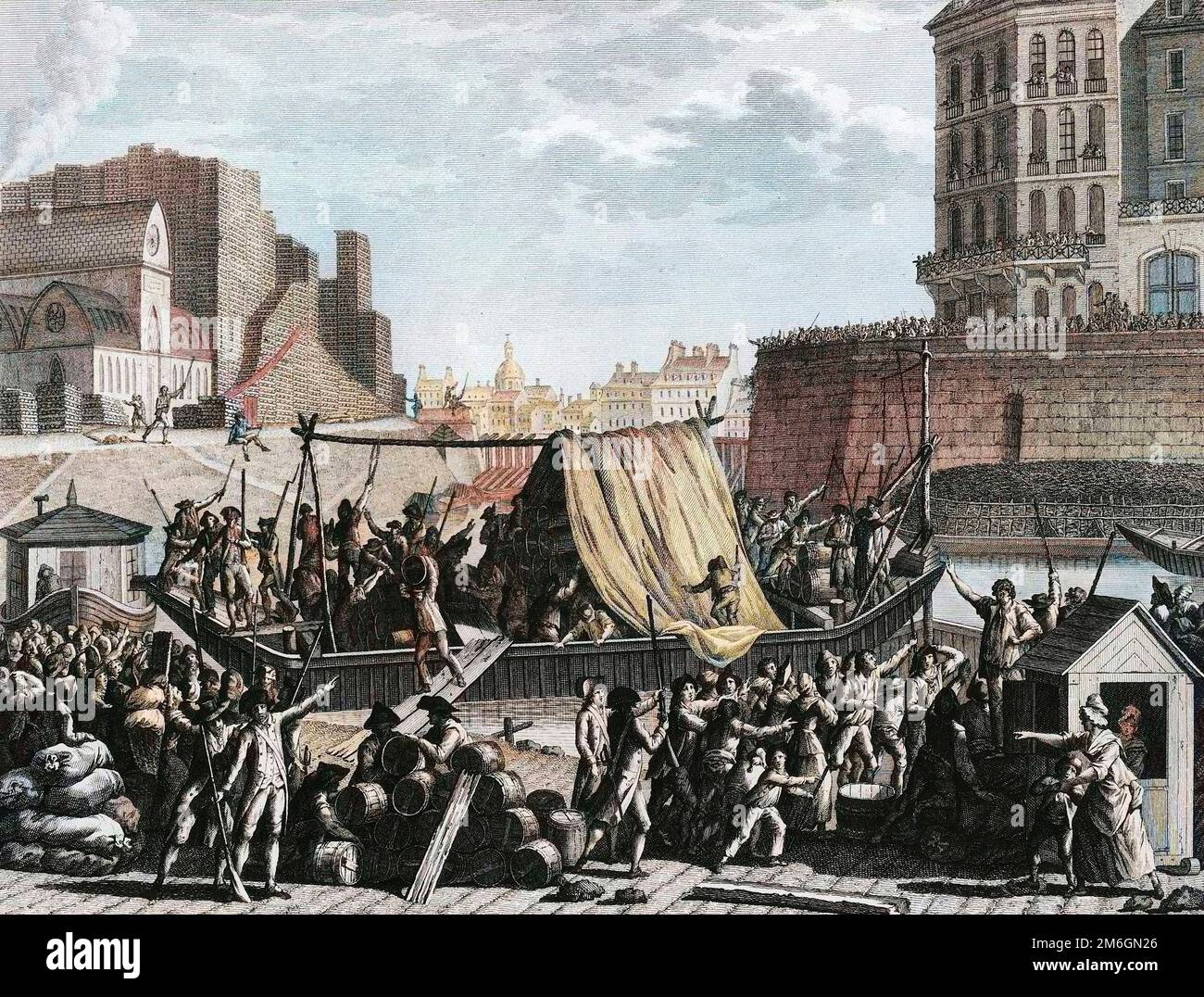 Revolution francaise de 1789 - French Revolution: Bateau de poudre arrete au port Saint Paul le ...