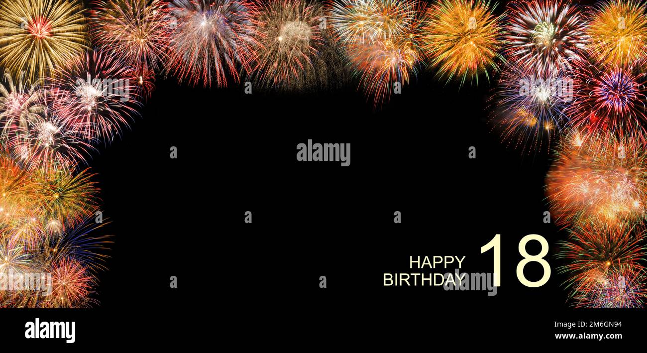 Birthday card with party, fireworks and champagne Stock Photo - Alamy
