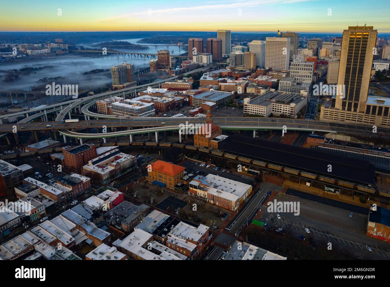 An aerial view of downtown by James River Stock Photo - Alamy