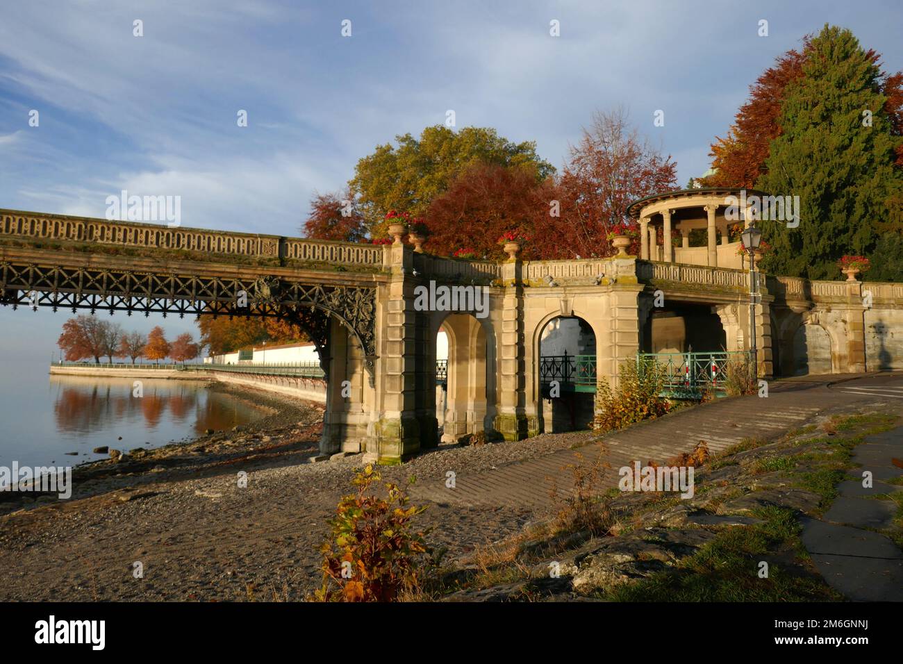 Castle harbor of the royal summer residence in Friedrichshafen on Lake ...